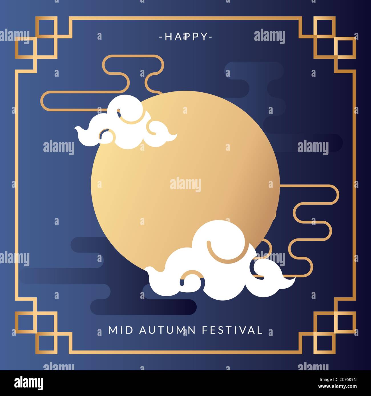 mid autumn festival poster with moon and clouds vector illustration ...