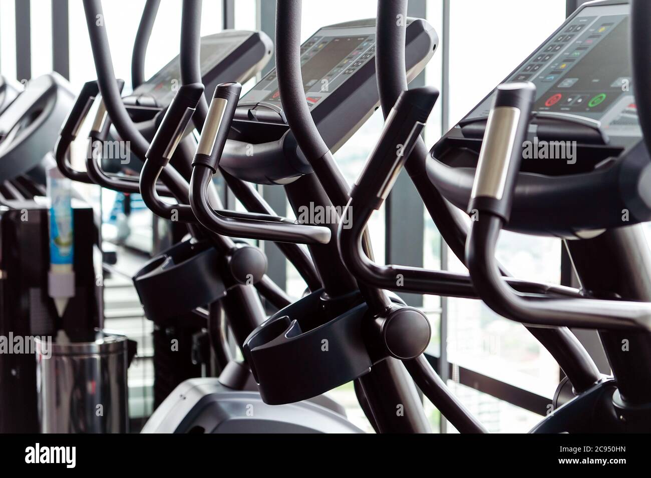 Detail image of Treadmill in fitness room background Stock Photo - Alamy