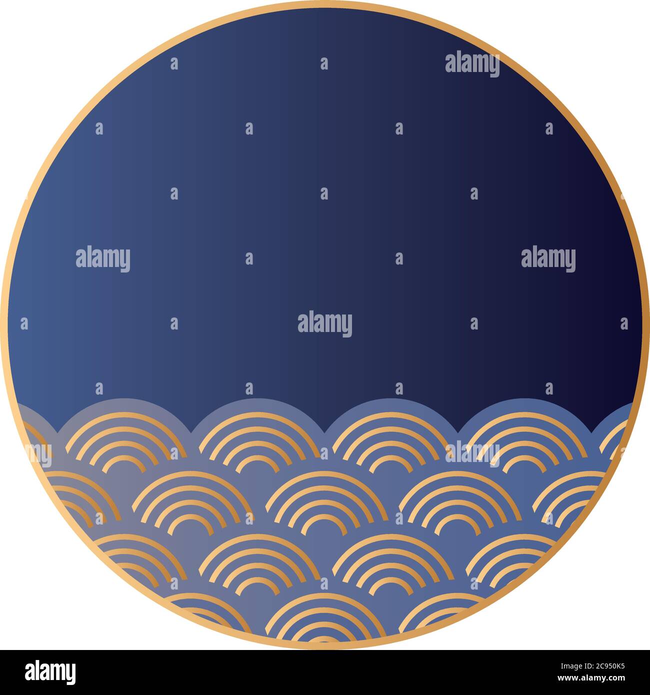 mid autumn festival with golden waves in circular frame vector ...