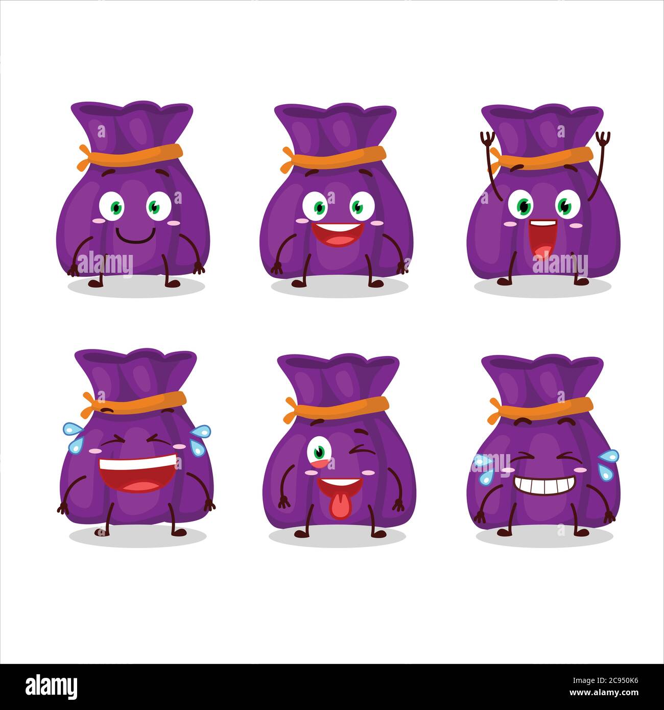 Cartoon character of purple candy sack with smile expression Stock ...