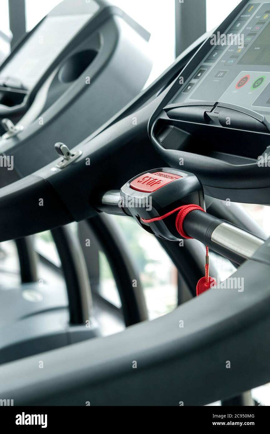 Detail image of Treadmill in fitness room background Stock Photo - Alamy