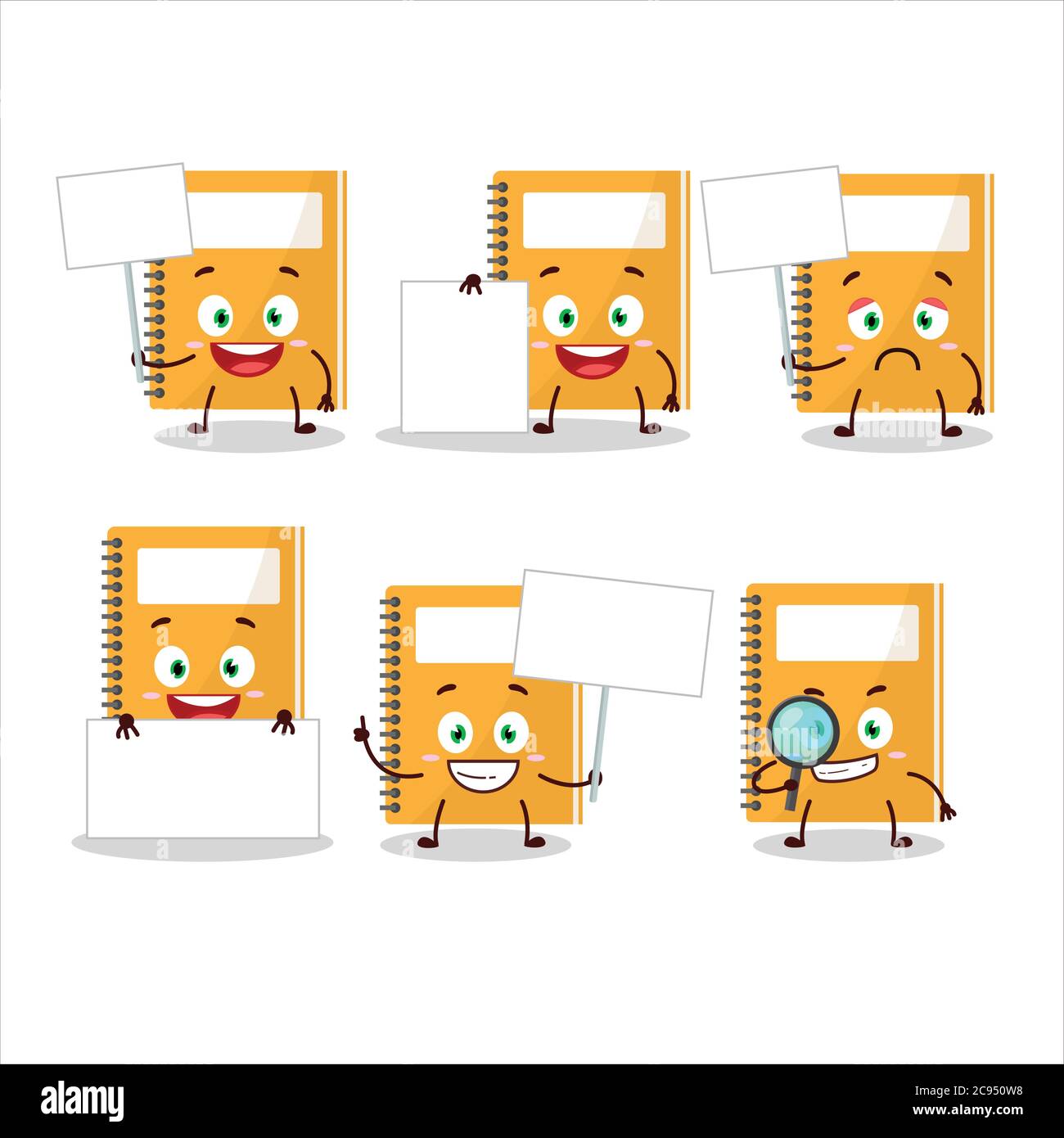 Orange study book cartoon character bring information board Stock ...