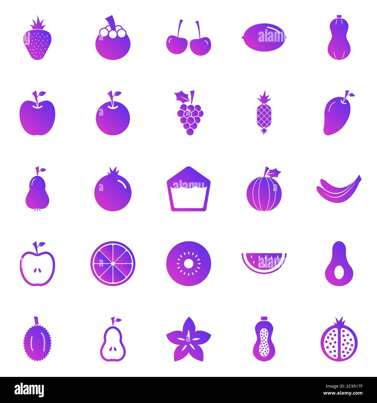 Fruit gradient icons on white background, stock vector Stock Vector ...