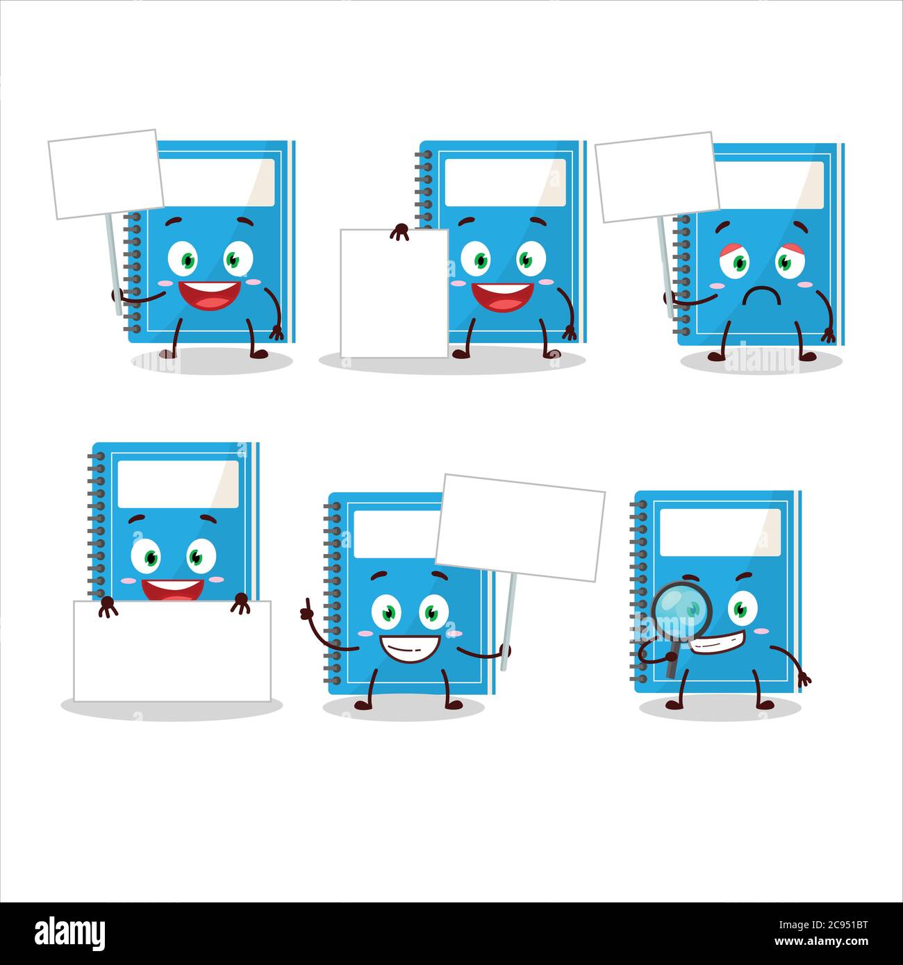 Blue study book cartoon character bring information board Stock Vector ...