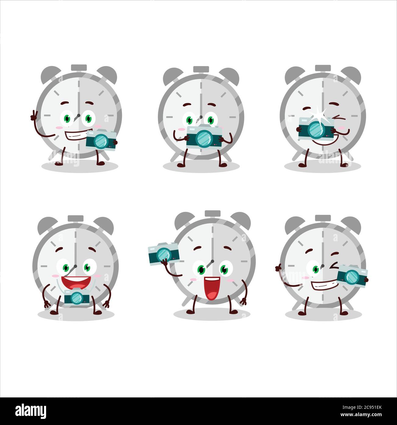 Photographer profession emoticon with alarm clock cartoon character ...