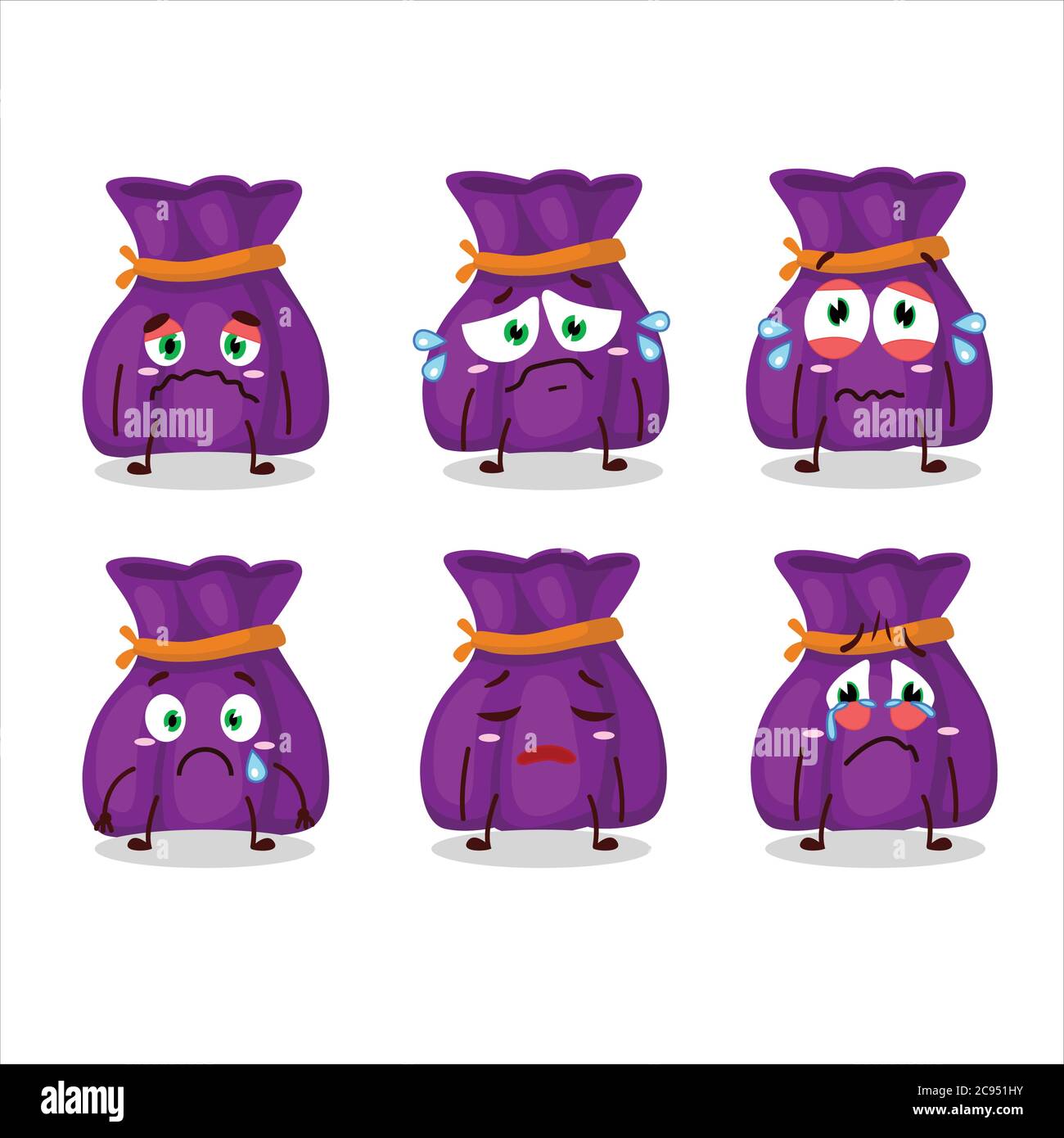 Purple candy sack cartoon character with sad expression Stock Vector ...