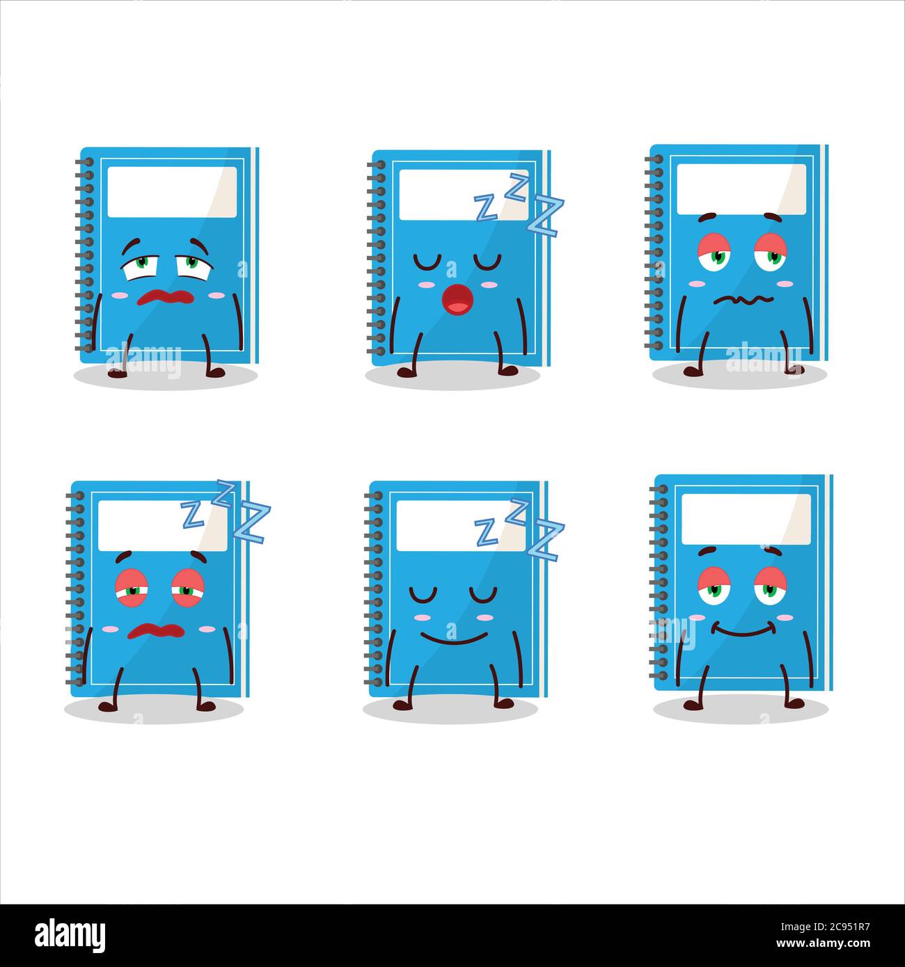 Cartoon character of blue study book with sleepy expression Stock ...