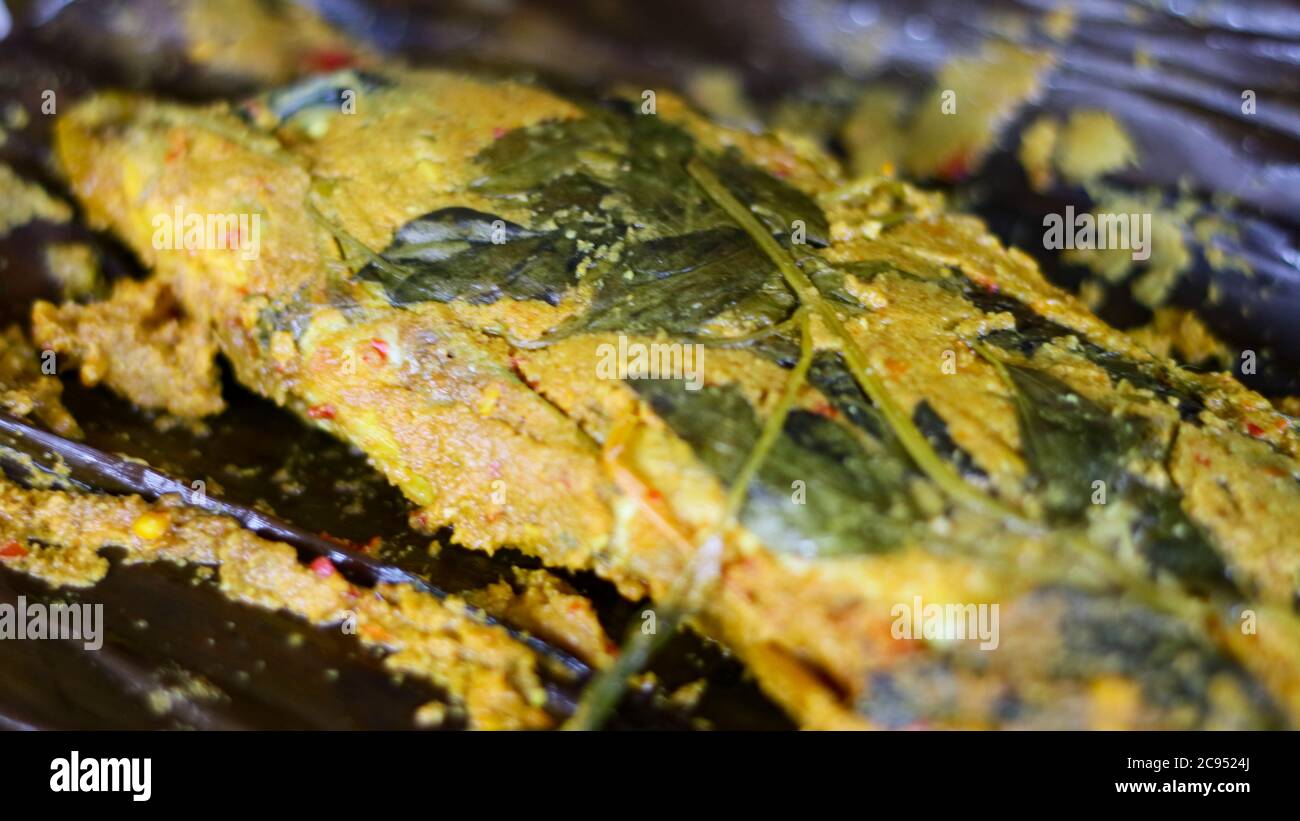 Pepes ikan or Fish Pepes. Indonesian food. Way to process foodstuffs ...