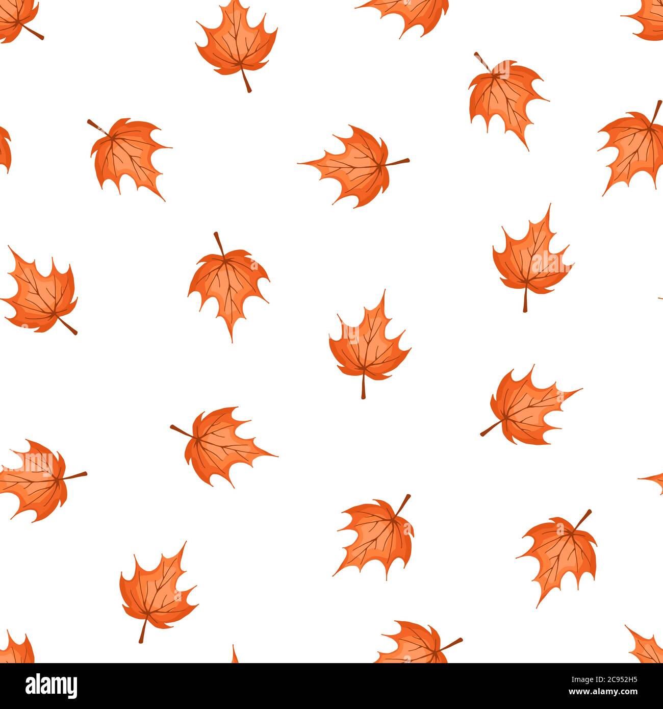 Autumn leaves. Seamless Pattern of yellow orange maple leaves on white ...