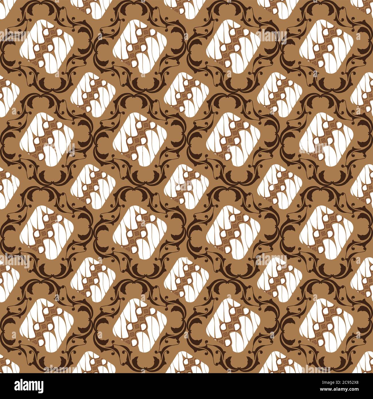 Simple pattern on Central Java batik design with white brown color ...