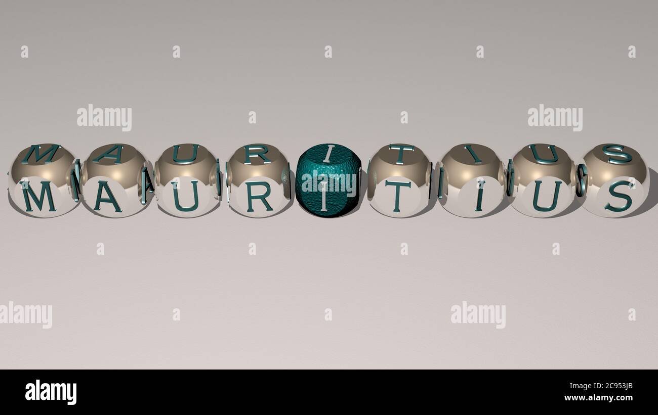combination of MAURITIUS built by cubic letters from the top ...
