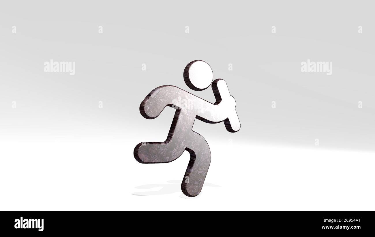 athletics team running casting shadow from a perspective. A thick ...