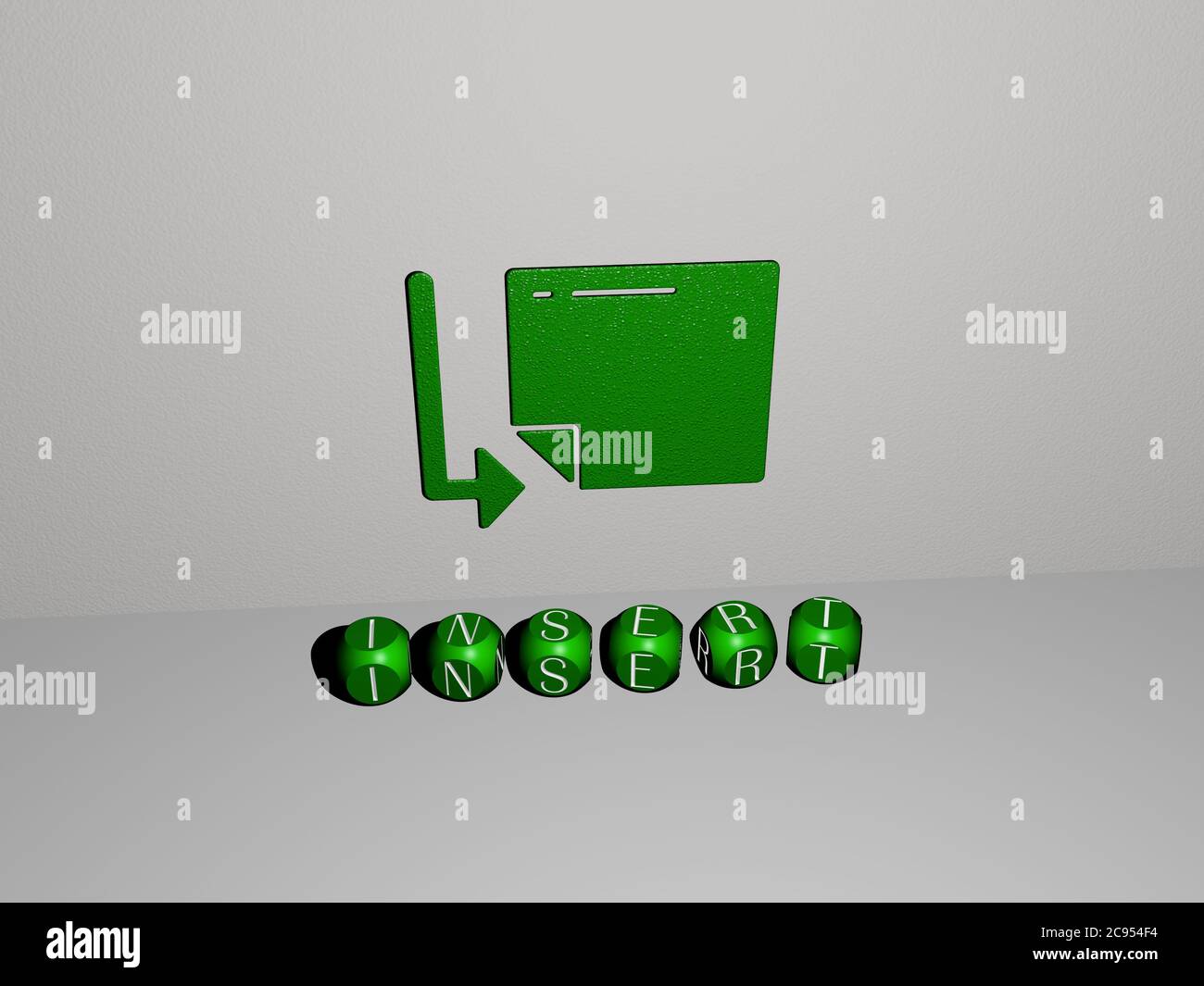 3D graphical image of INSERT vertically along with text built by ...