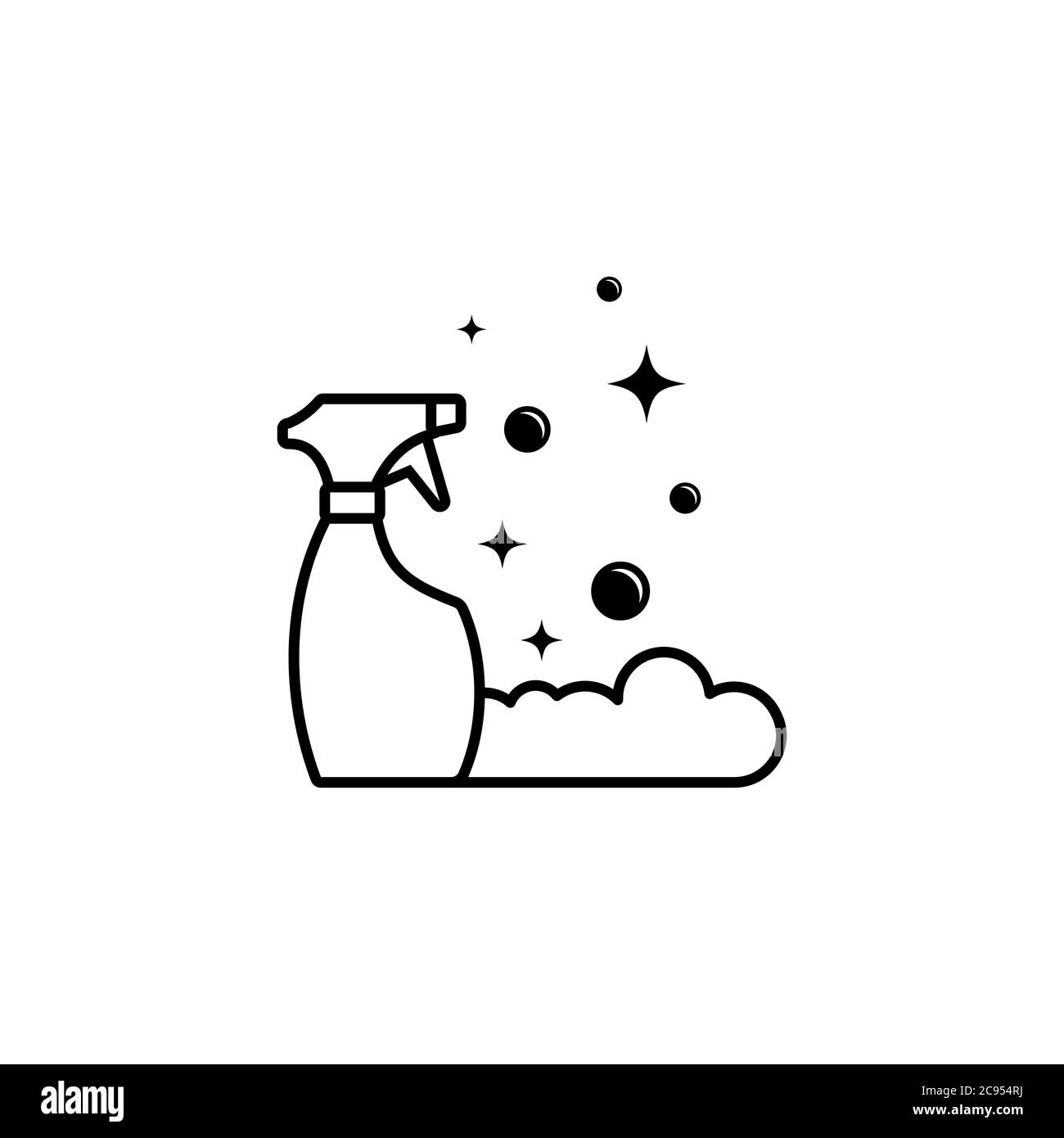 Cleaning line icon. Spray bottle. Antiseptic spray. Disinfectant ...