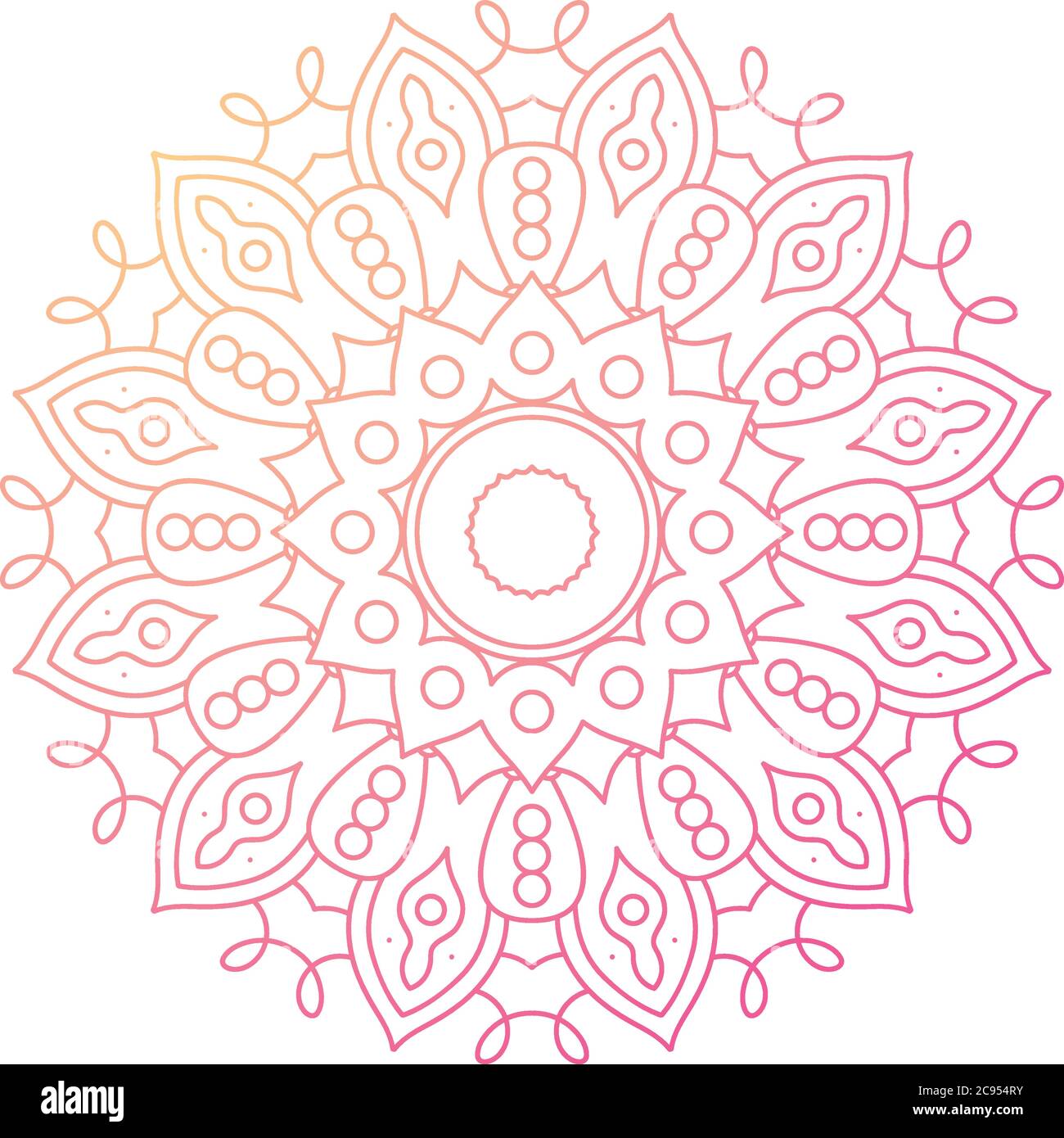 decorative floral pink mandala ethnicity artistic icon vector ...