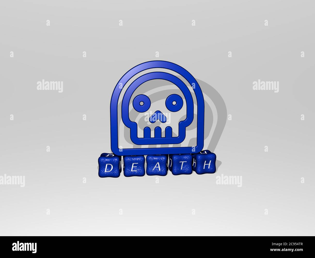 3D representation of death with icon on the wall and text arranged by ...