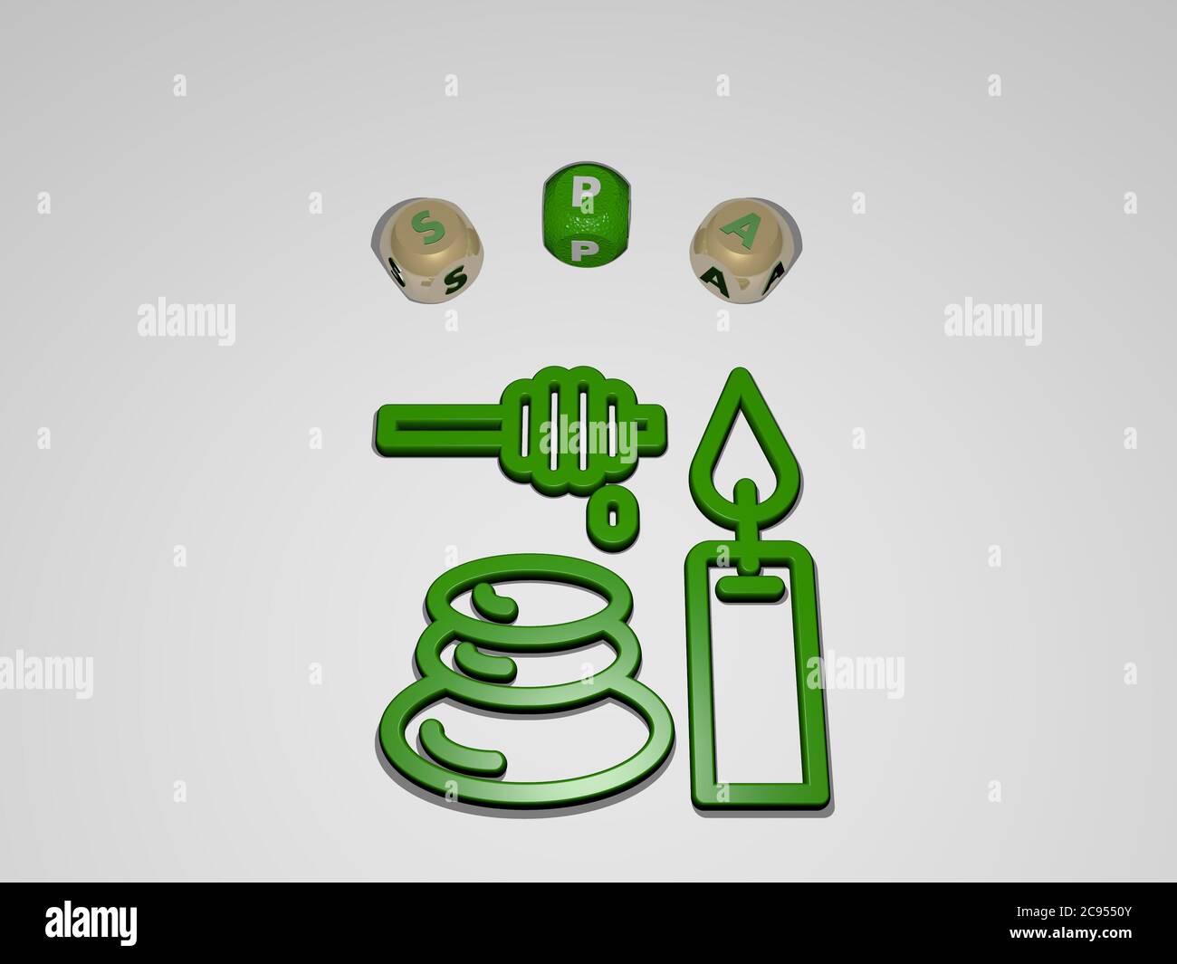 3D illustration of spa graphics and text around the icon made by ...