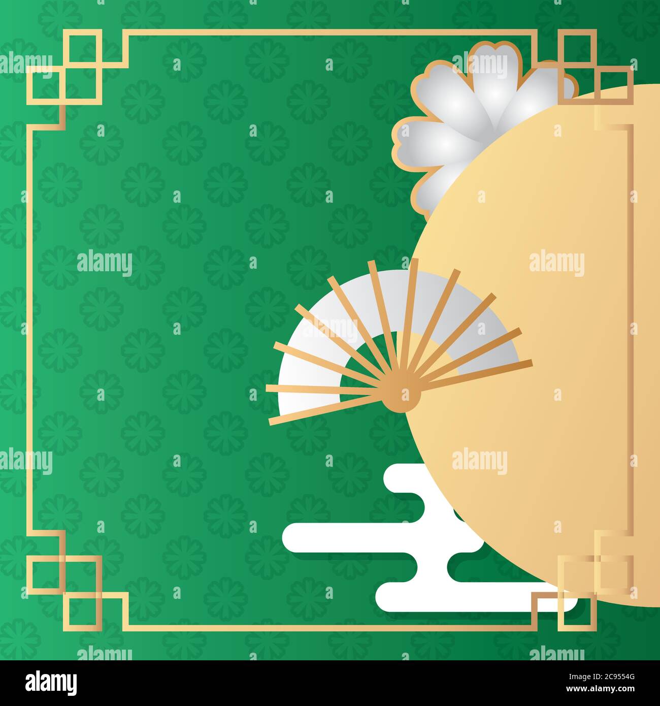 mid autumn festival moon with chinese fan vector illustration design ...