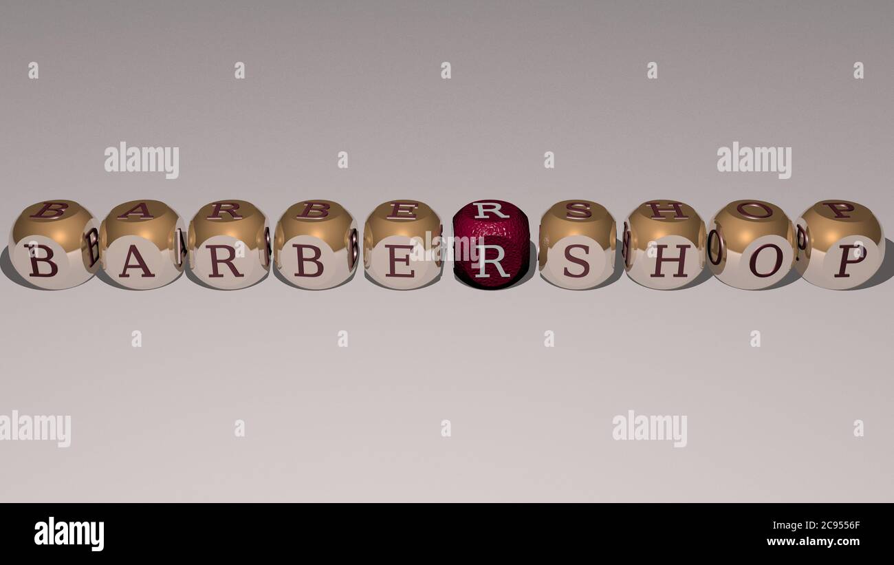 combination of barbershop built by cubic letters from the top ...