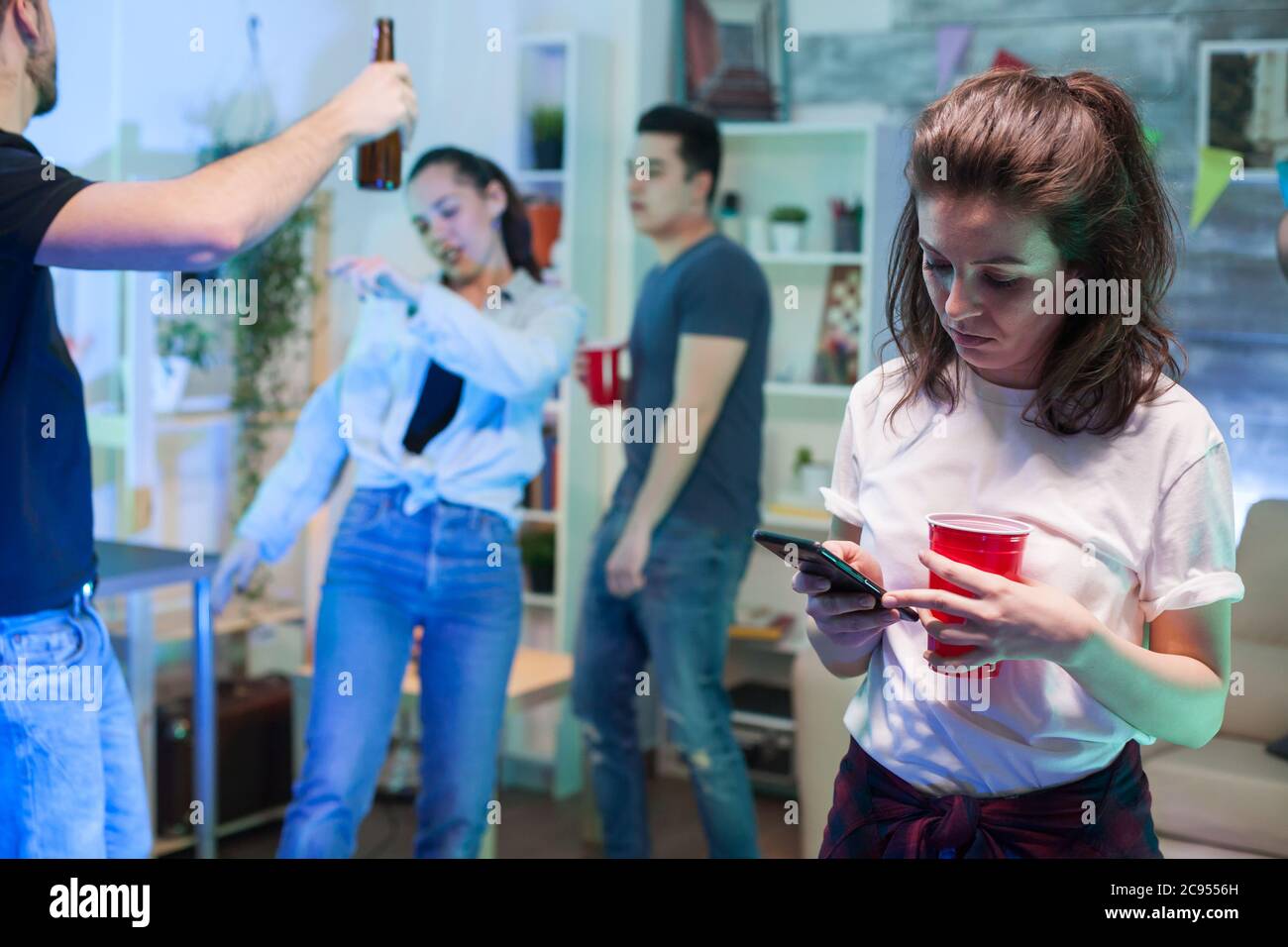 Shy woman group people hi-res stock photography and images - Alamy