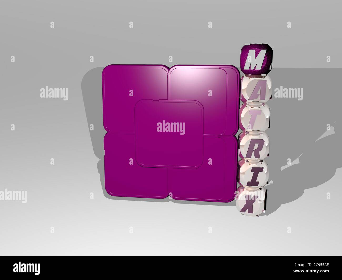 3D representation of matrix with icon on the wall and text arranged by ...
