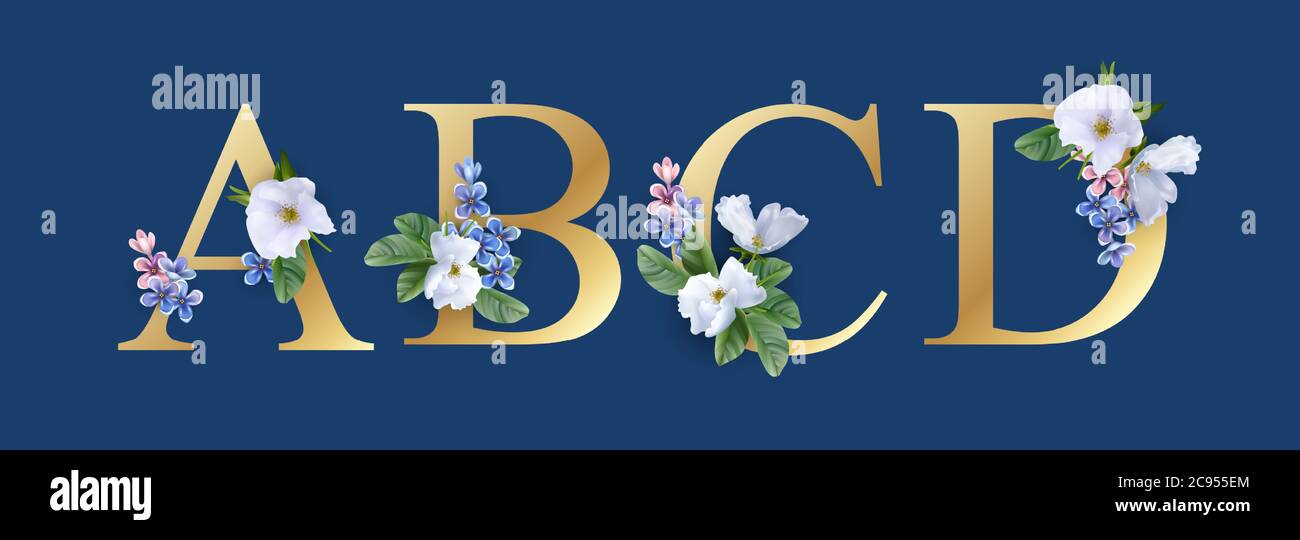Floral Alphabet Font Stock Vector Image & Art - Alamy