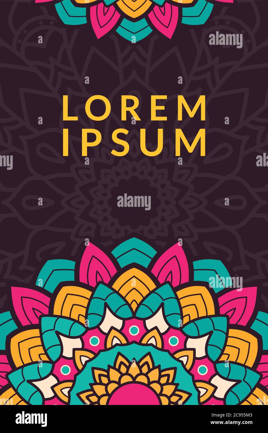 decorative floral monochrome mandala ethnicity frame in black ...