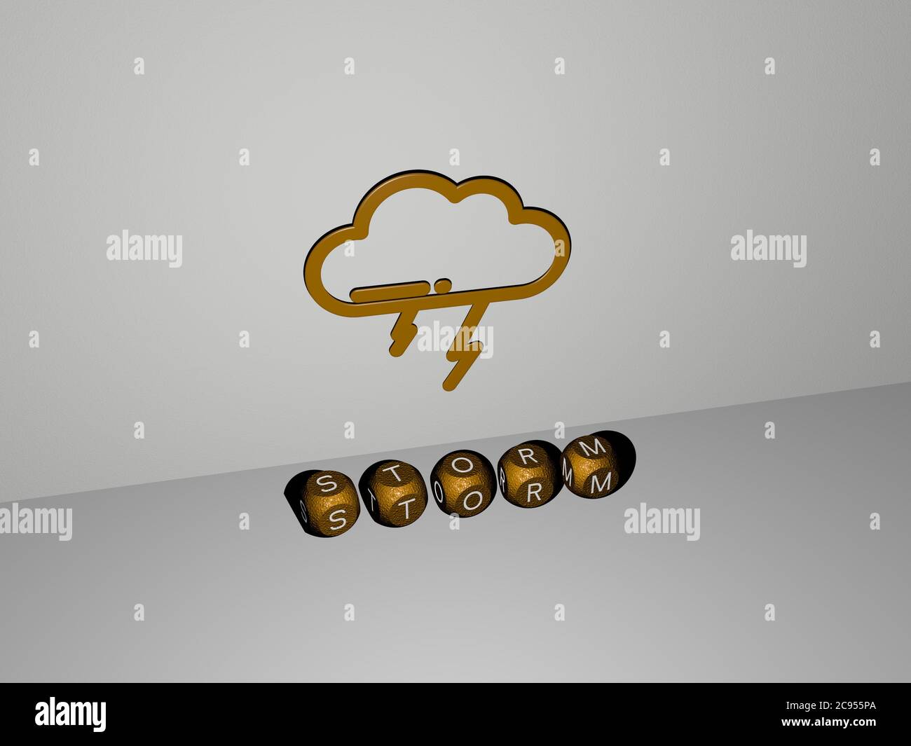 3D representation of STORM with icon on the wall and text arranged by ...