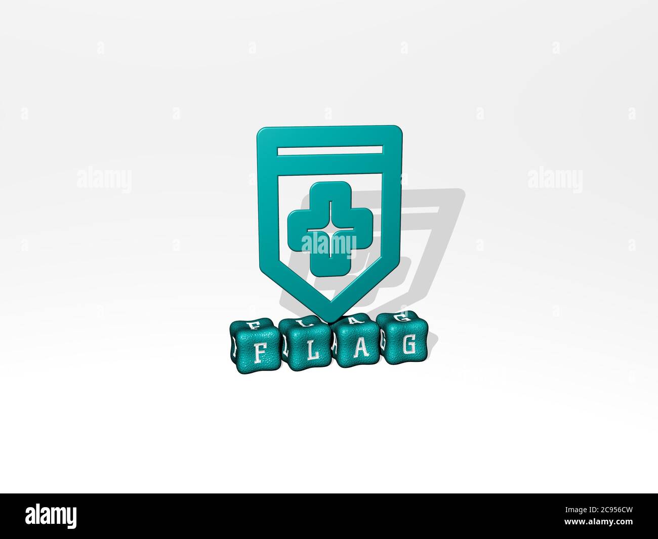 3D graphical image of FLAG vertically along with text built by metallic ...