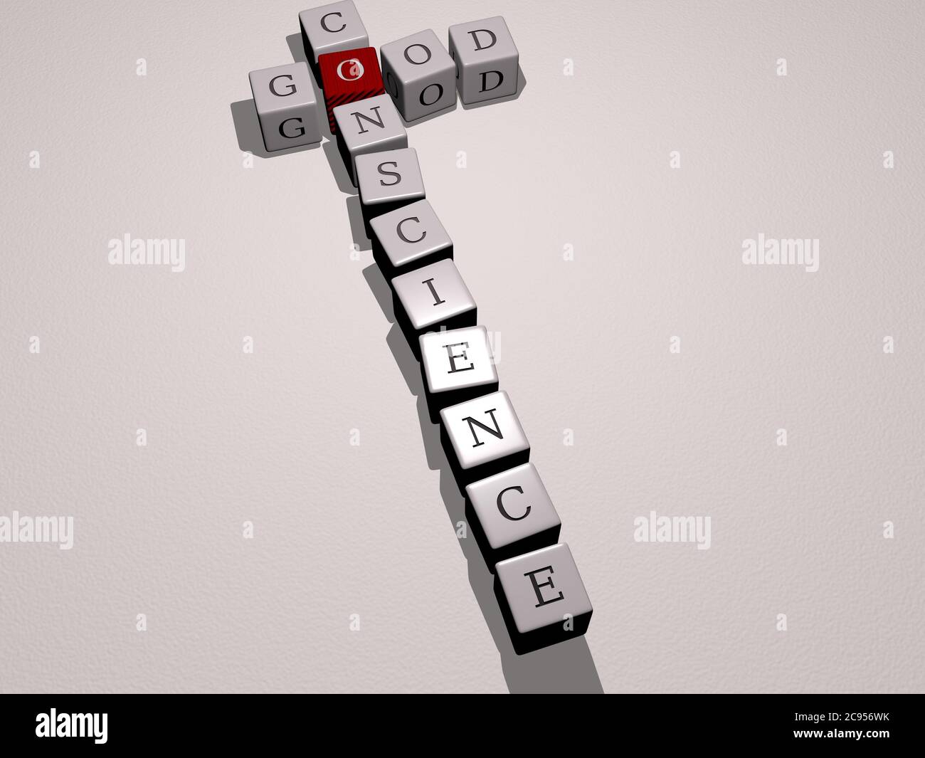 combination of GOOD CONSCIENCE built by cubic letters from the top ...