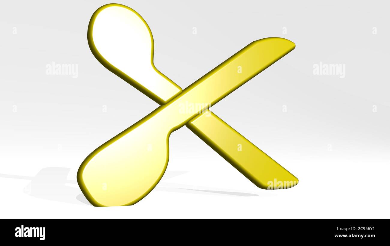 SCISSOR from a perspective with the shadow. A thick sculpture made of ...