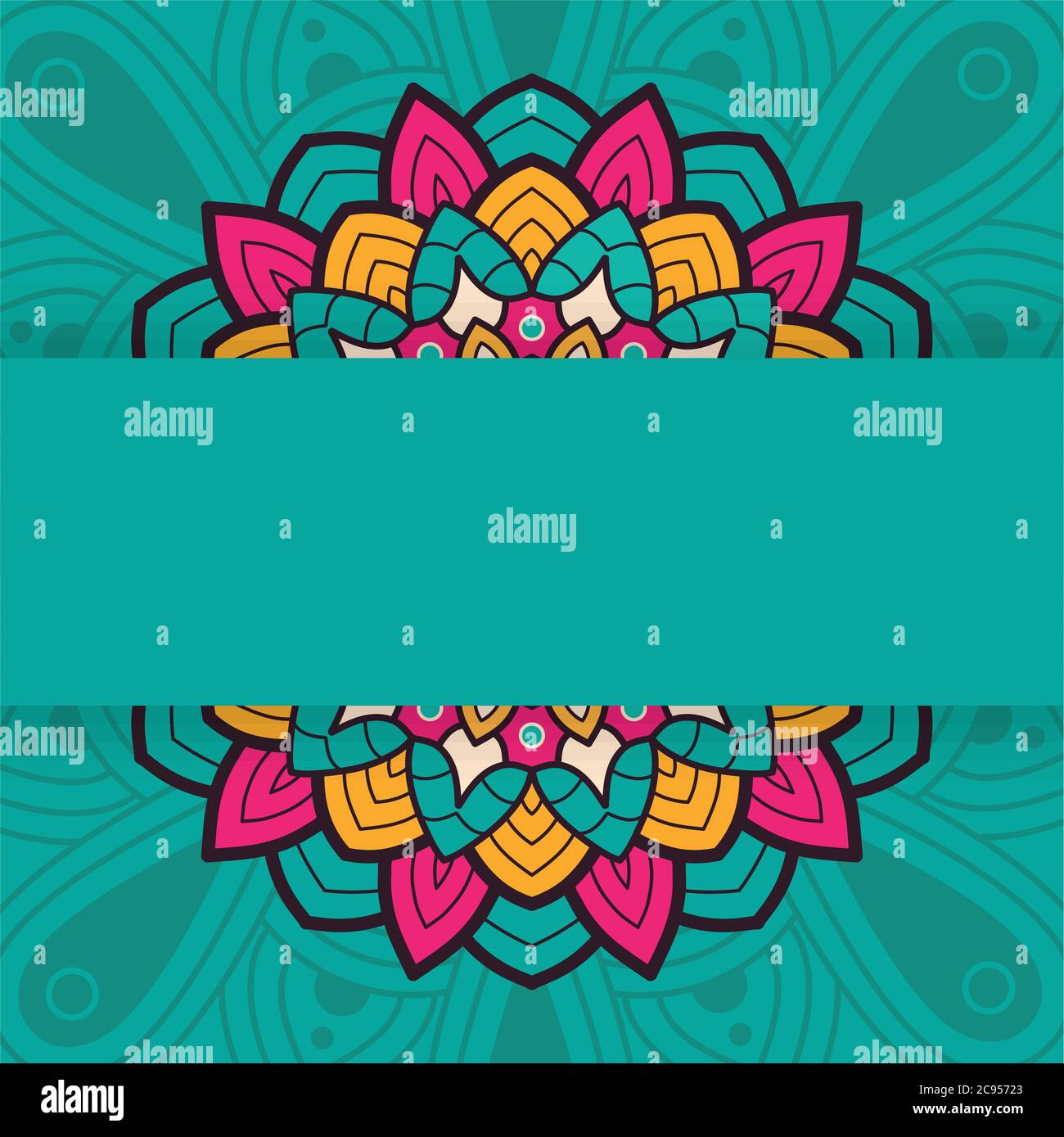 decorative floral mandala with blue background vector illustration ...
