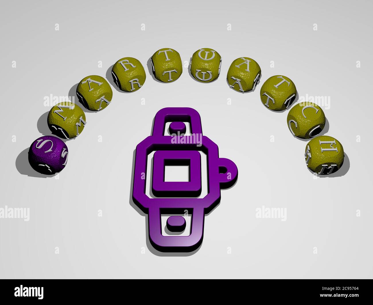 3D illustration of smartwatch graphics and text around the icon made by ...