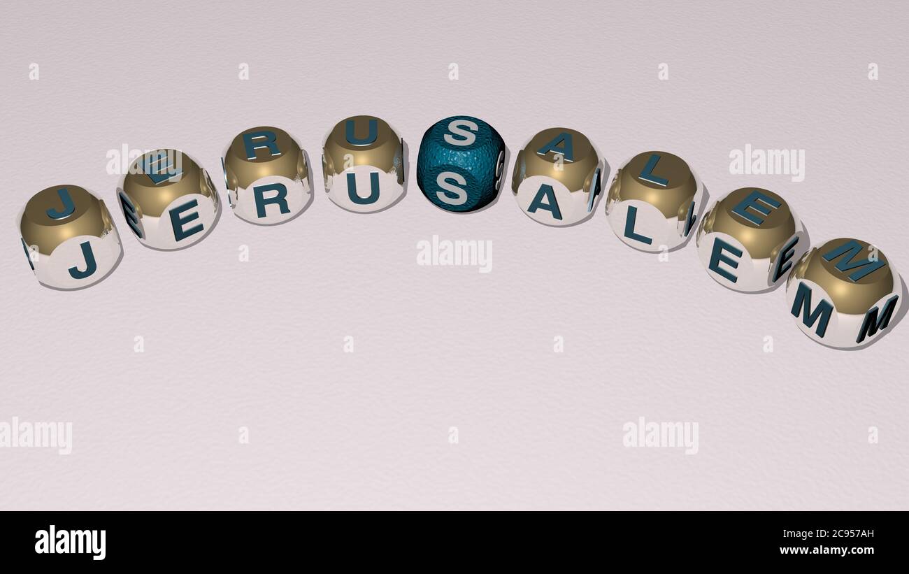 combination of jerusalem built by cubic letters from the top ...