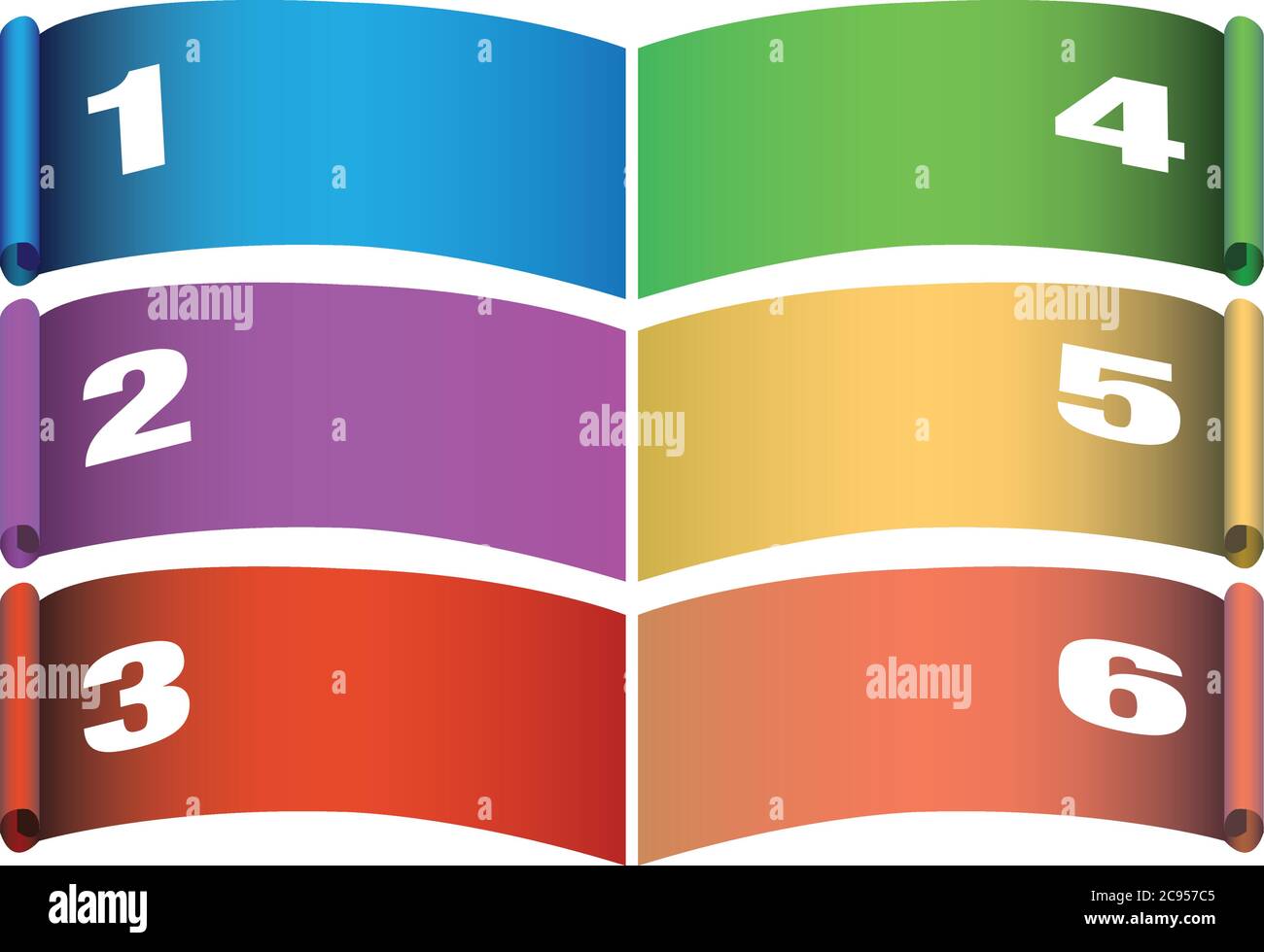 Layout design of fancy colored paper scrolls with copy space isolated ...