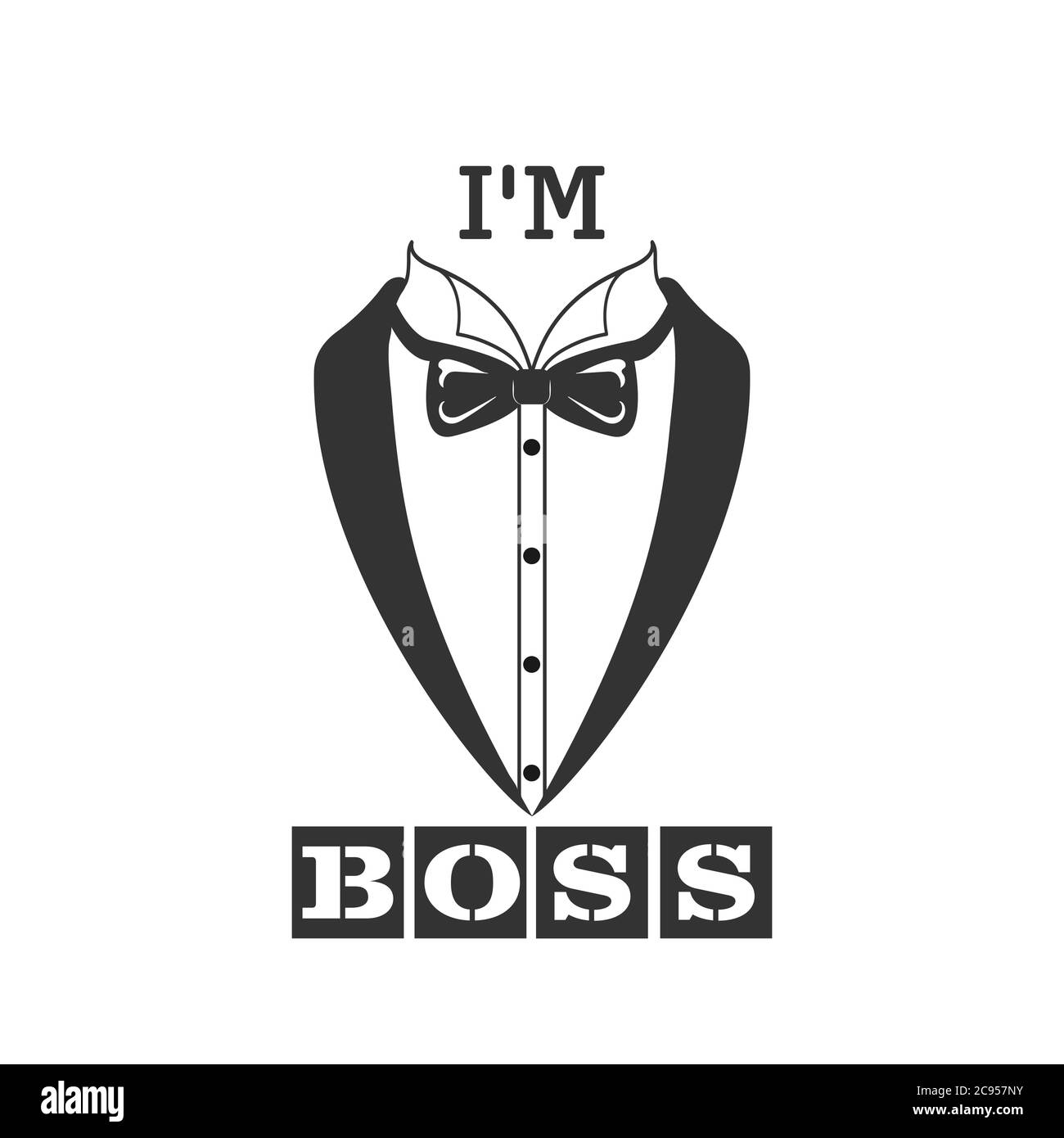 Stylized inscription I am the BOSS and a tailcoat. Vector illustration ...