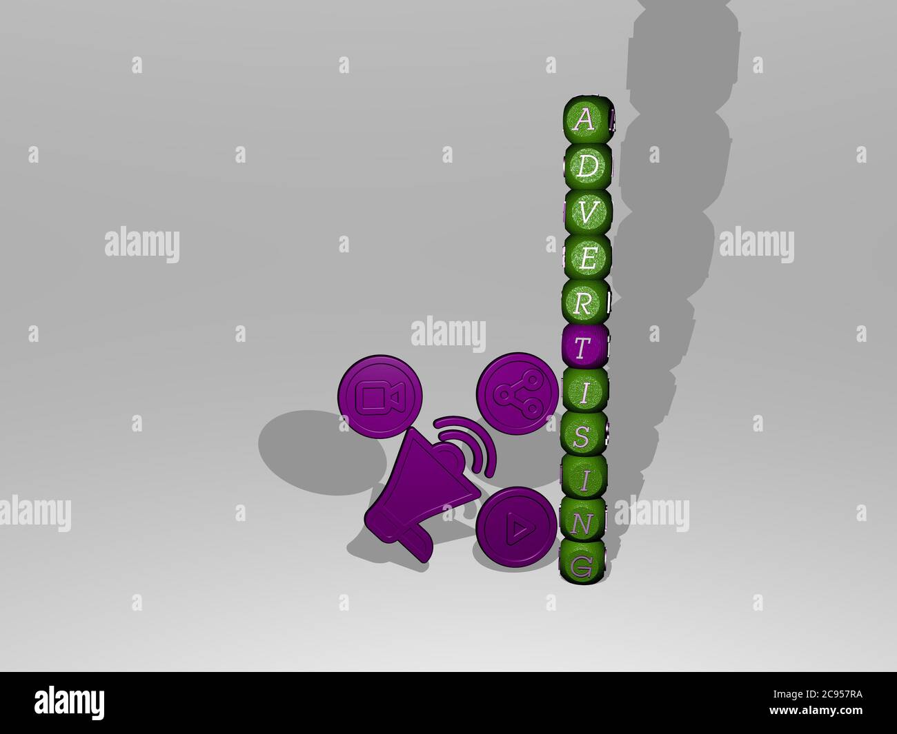 3D illustration of ADVERTISING graphics and text around the icon made ...