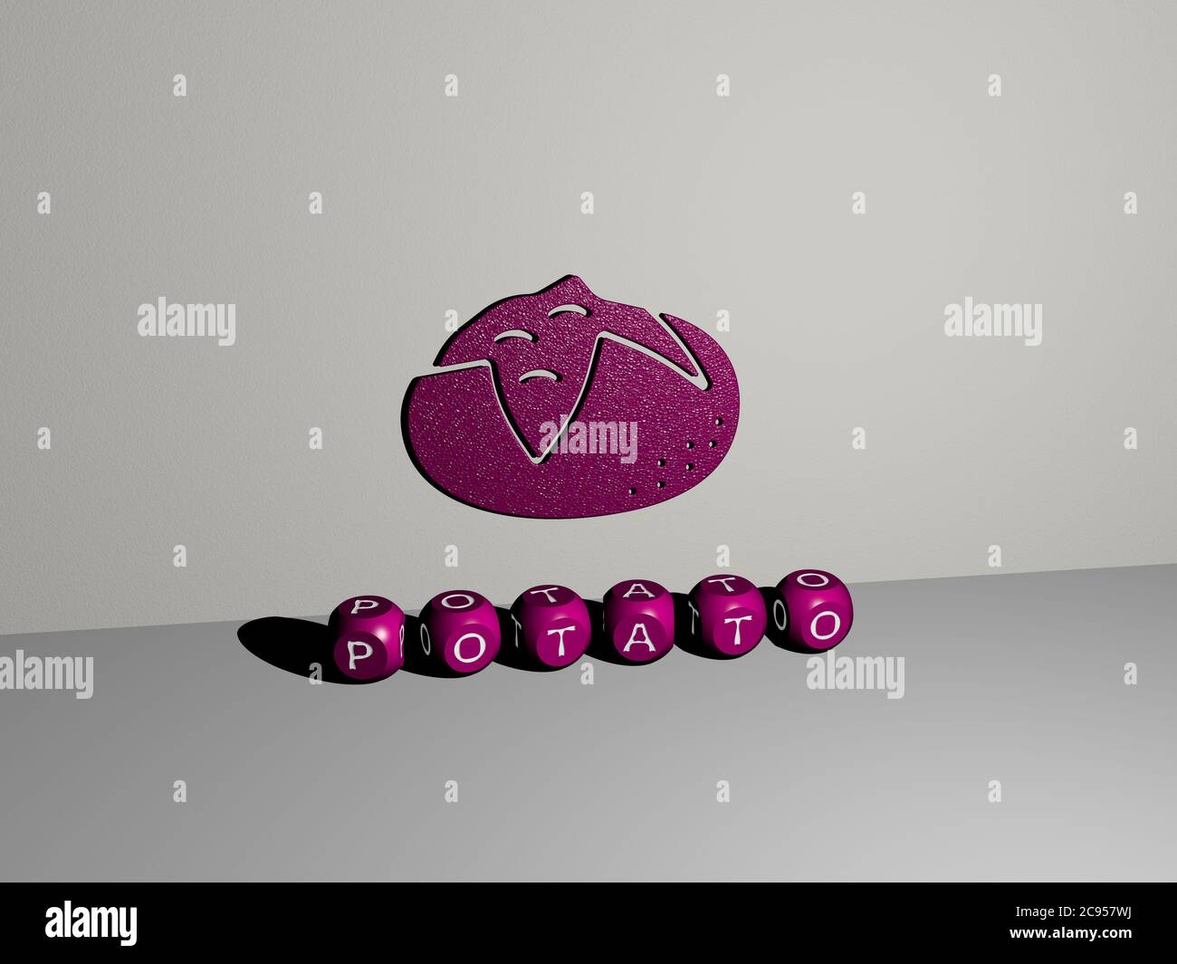 3D representation of POTATO with icon on the wall and text arranged by ...