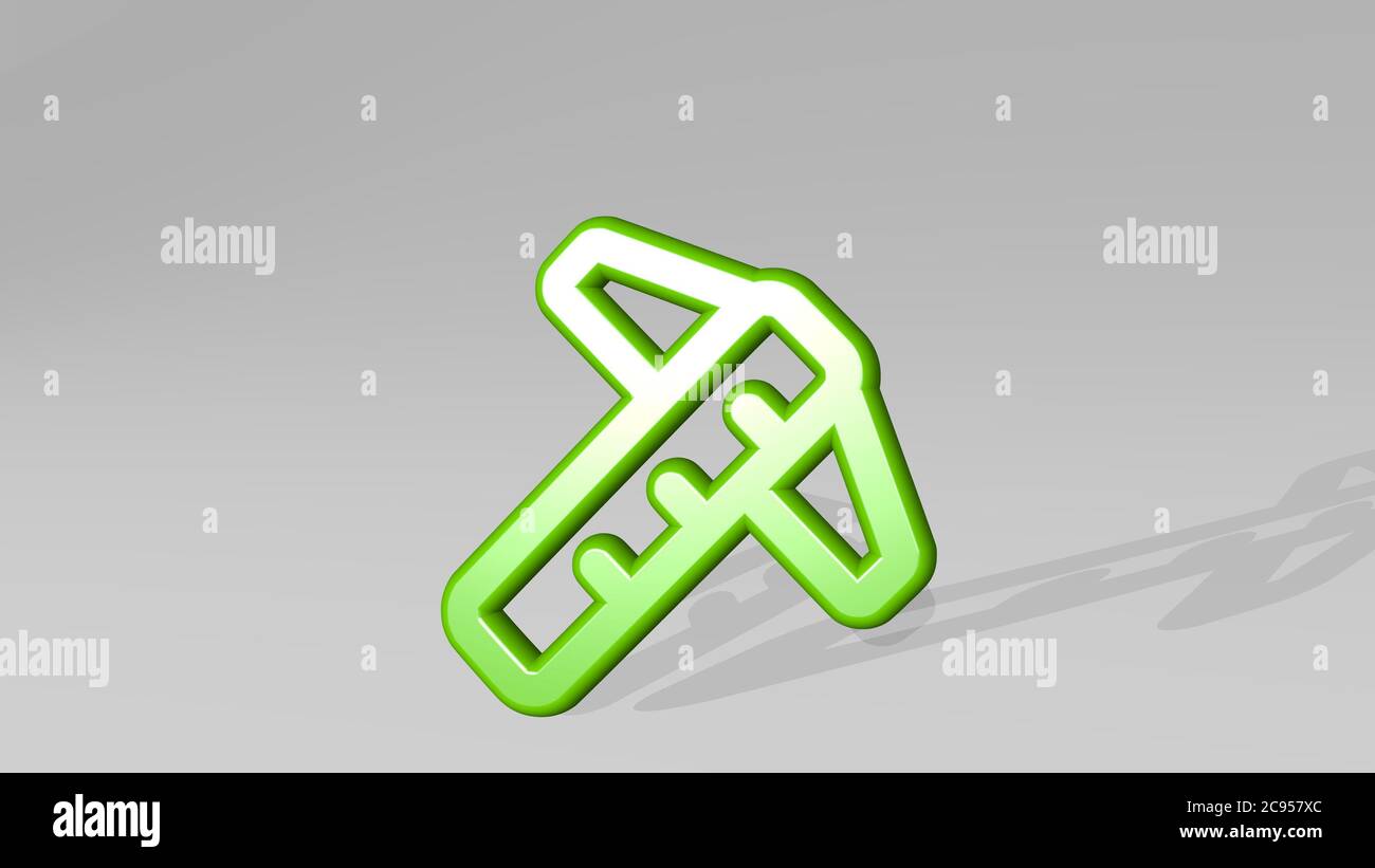 GRID RULER made by 3D illustration of a shiny metallic sculpture with ...