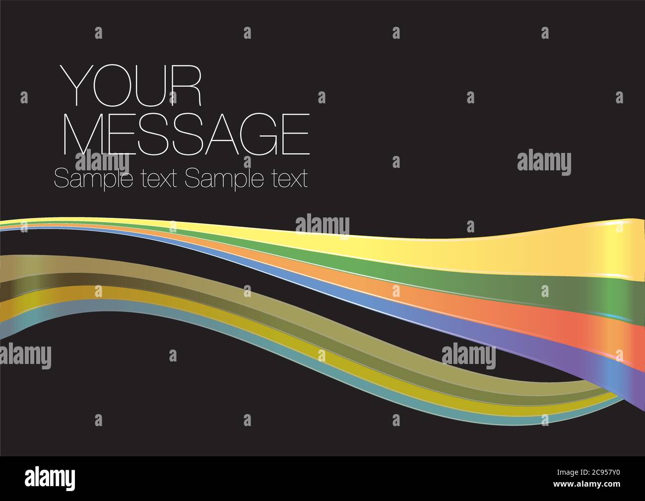 Vector illustration of bright color rainbow across page. Layout ...