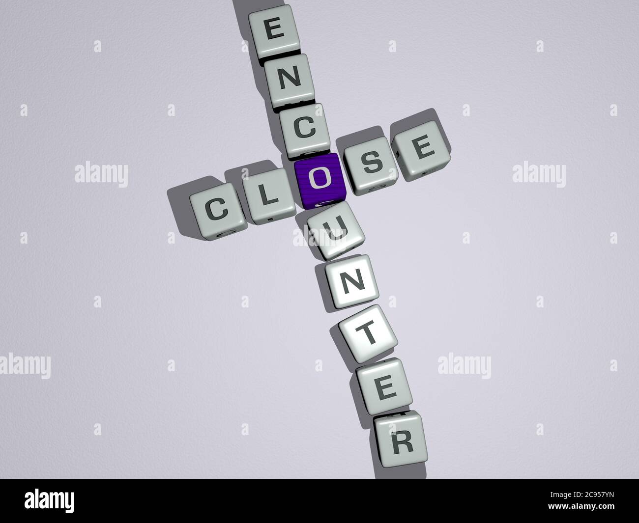 crosswords of close encounter arranged by cubic letters on a mirror ...