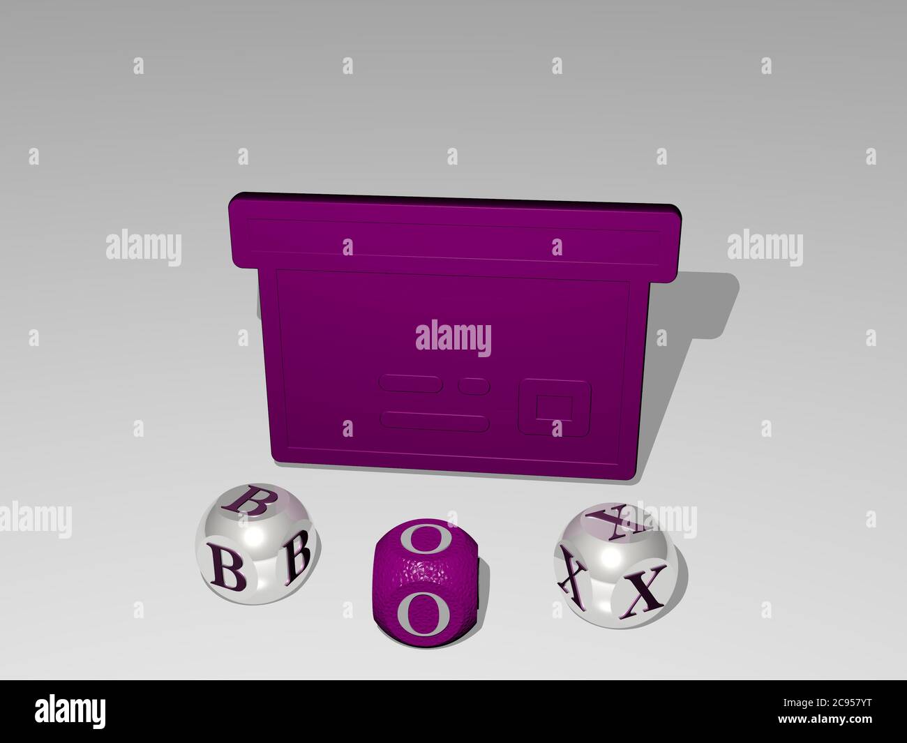 3D representation of BOX with icon on the wall and text arranged by ...
