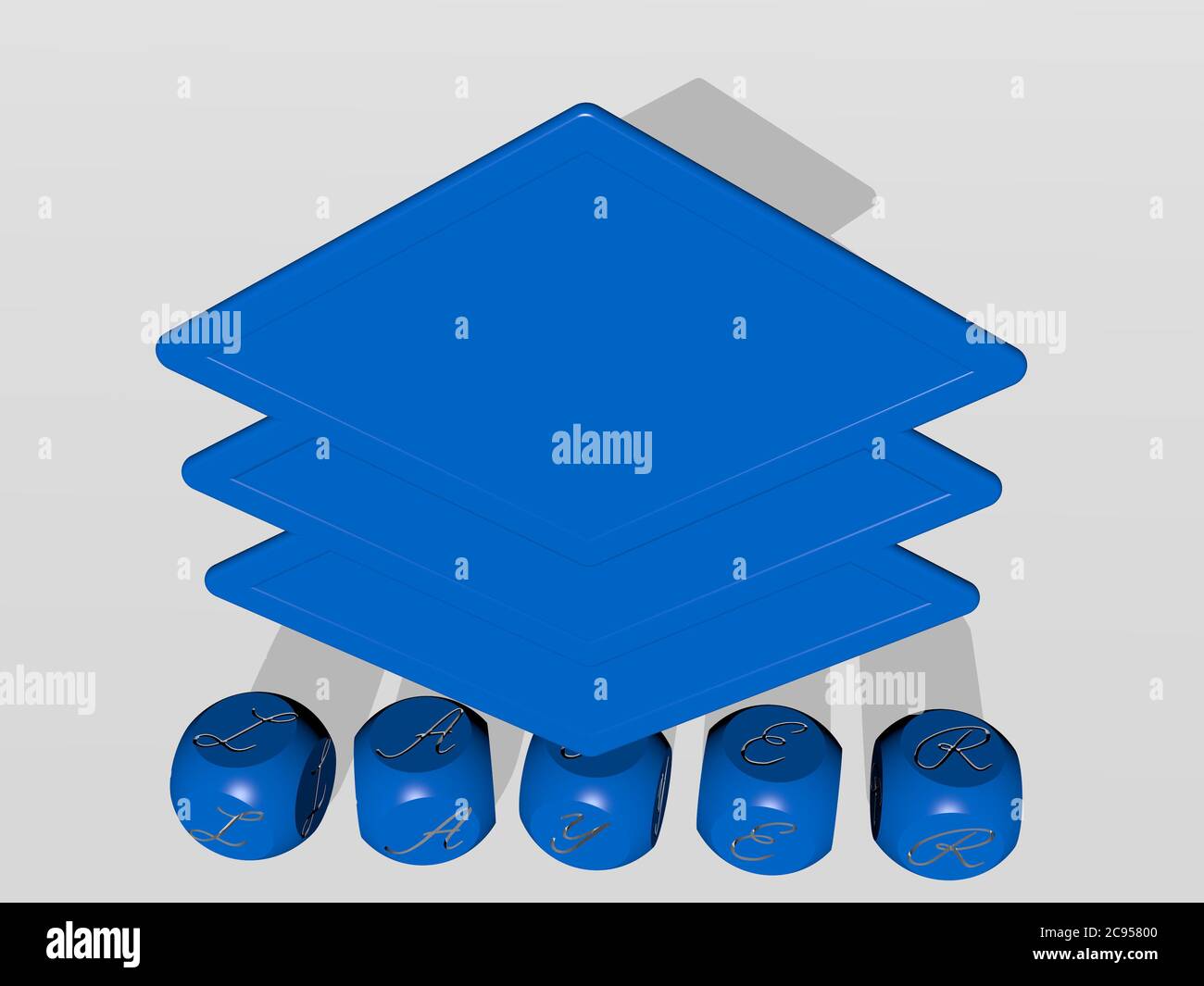 3D representation of LAYER with icon on the wall and text arranged by ...