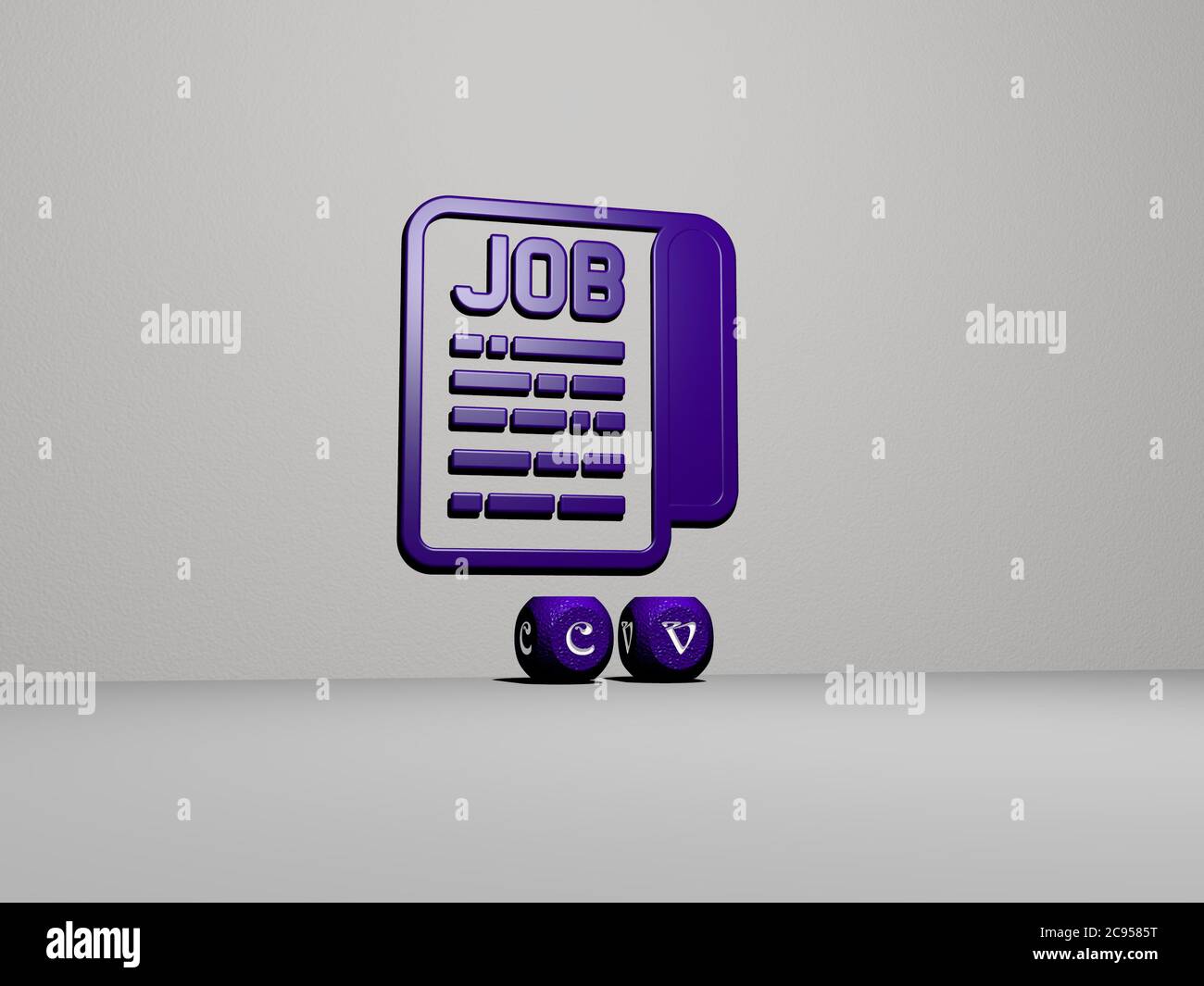 3D representation of CV with icon on the wall and text arranged by ...