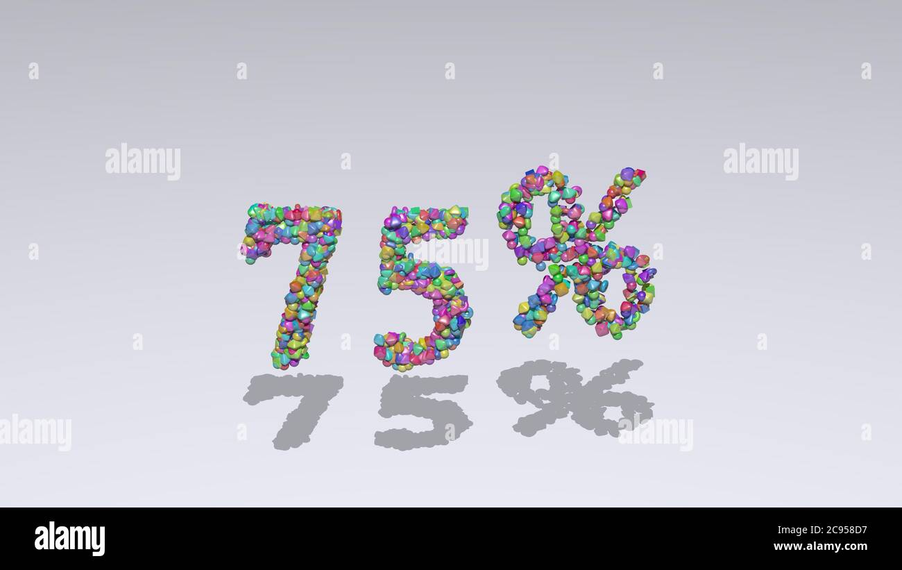 %: 3D illustration of the text made of small objects over a white ...