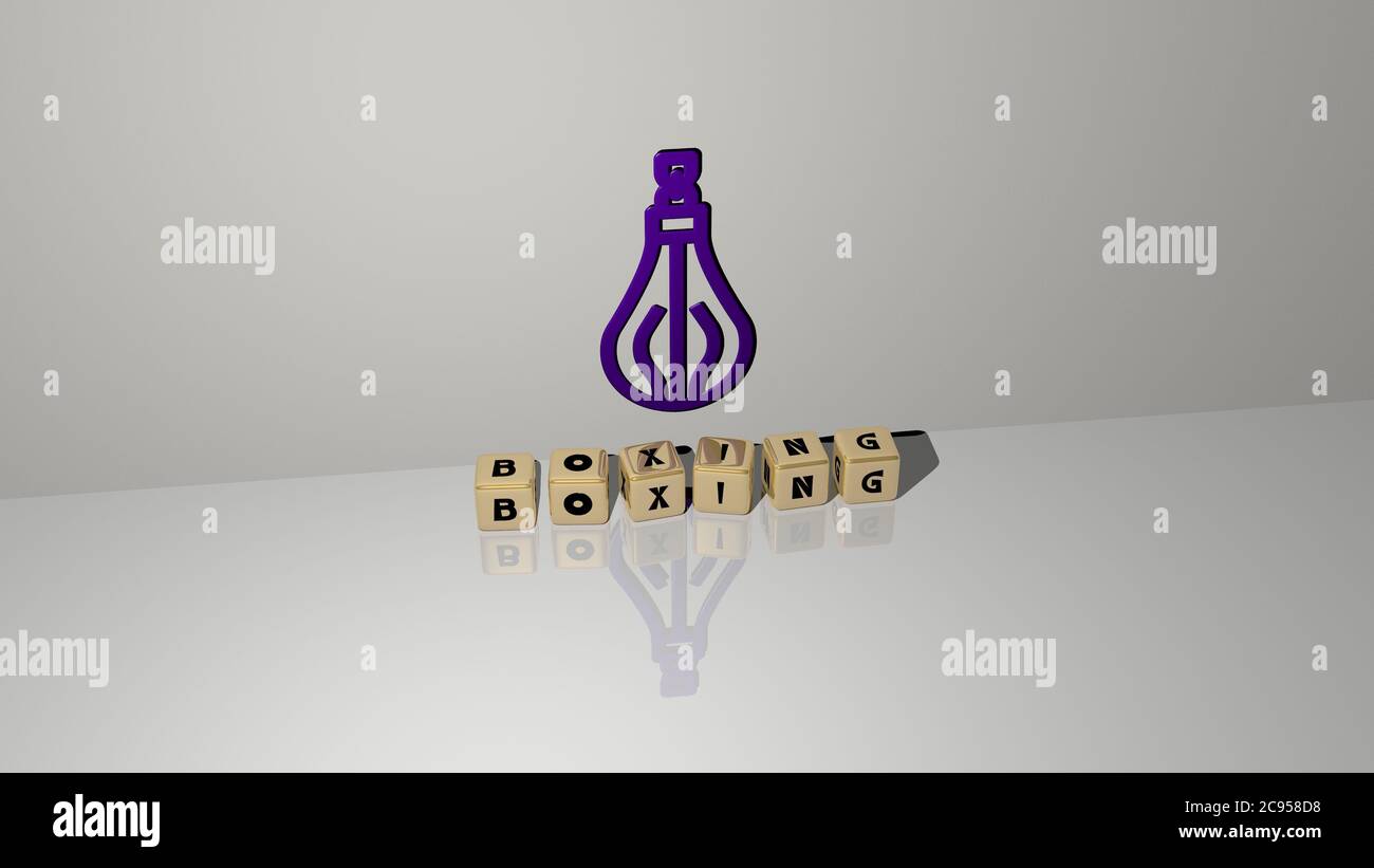 3D graphical image of boxing vertically along with text built by ...
