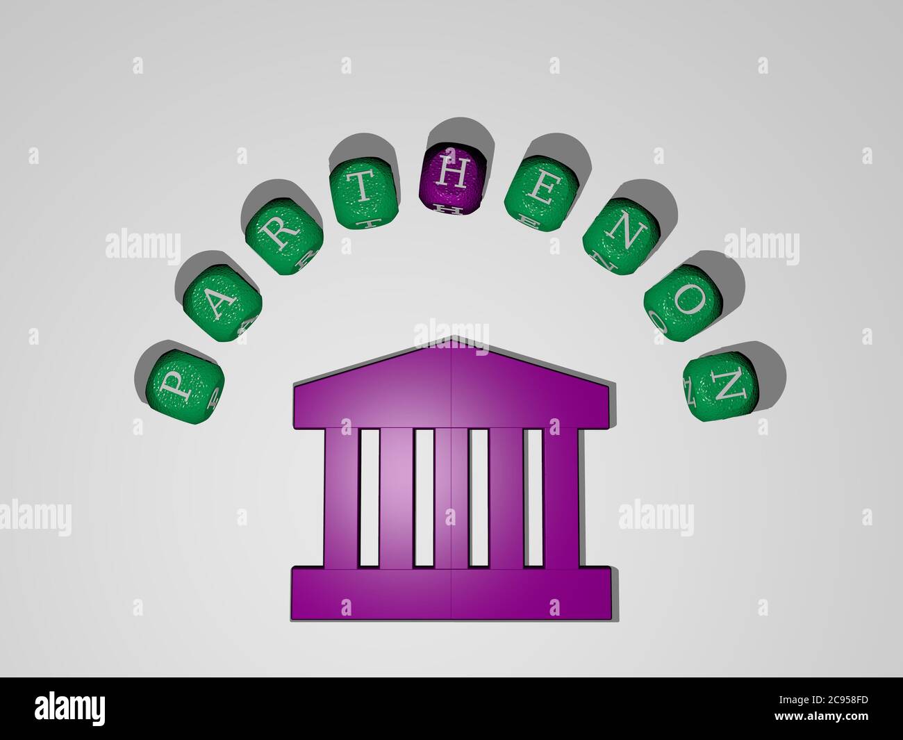 3D illustration of PARTHENON graphics and text around the icon made by ...