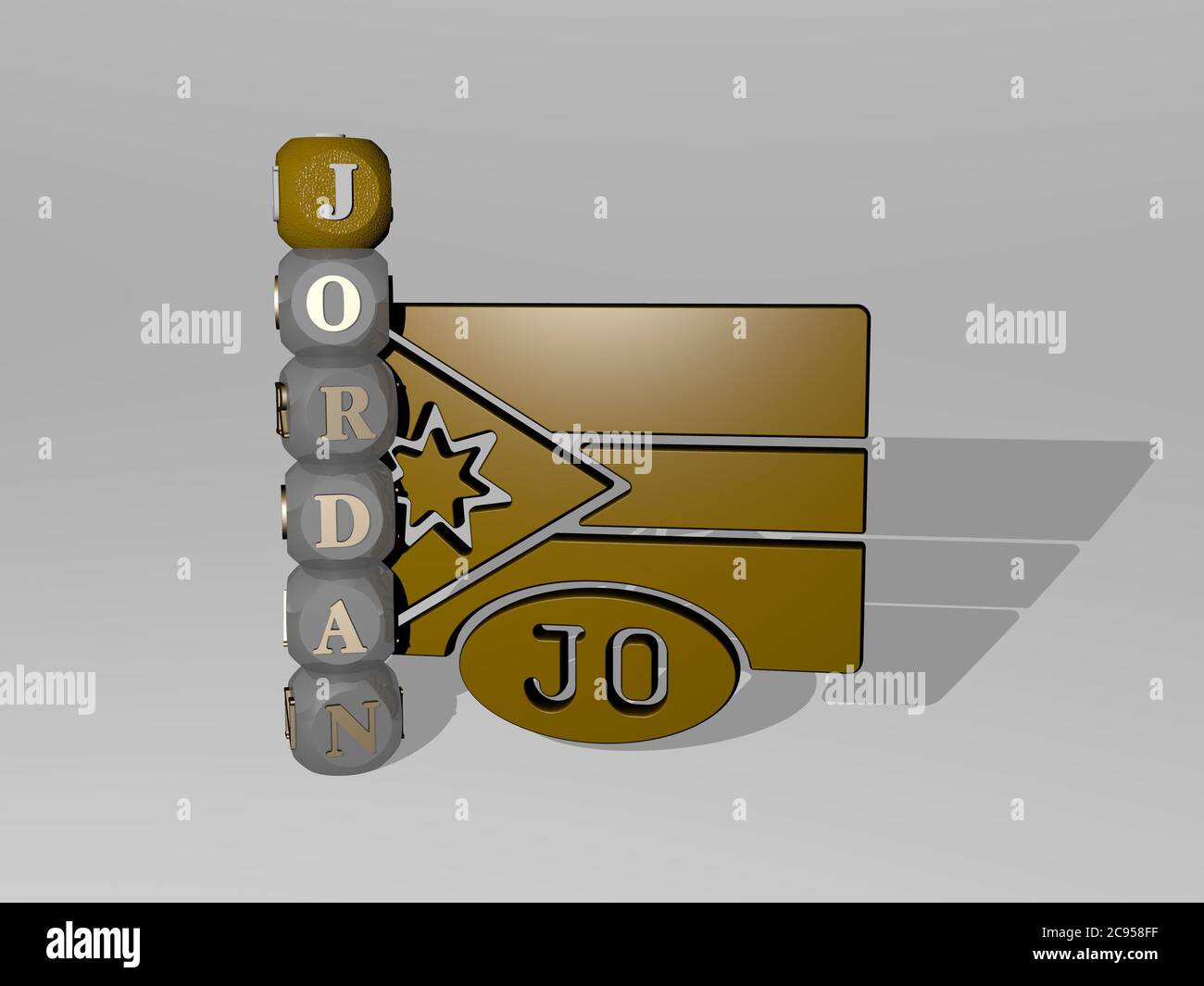 3D graphical image of JORDAN vertically along with text built around ...