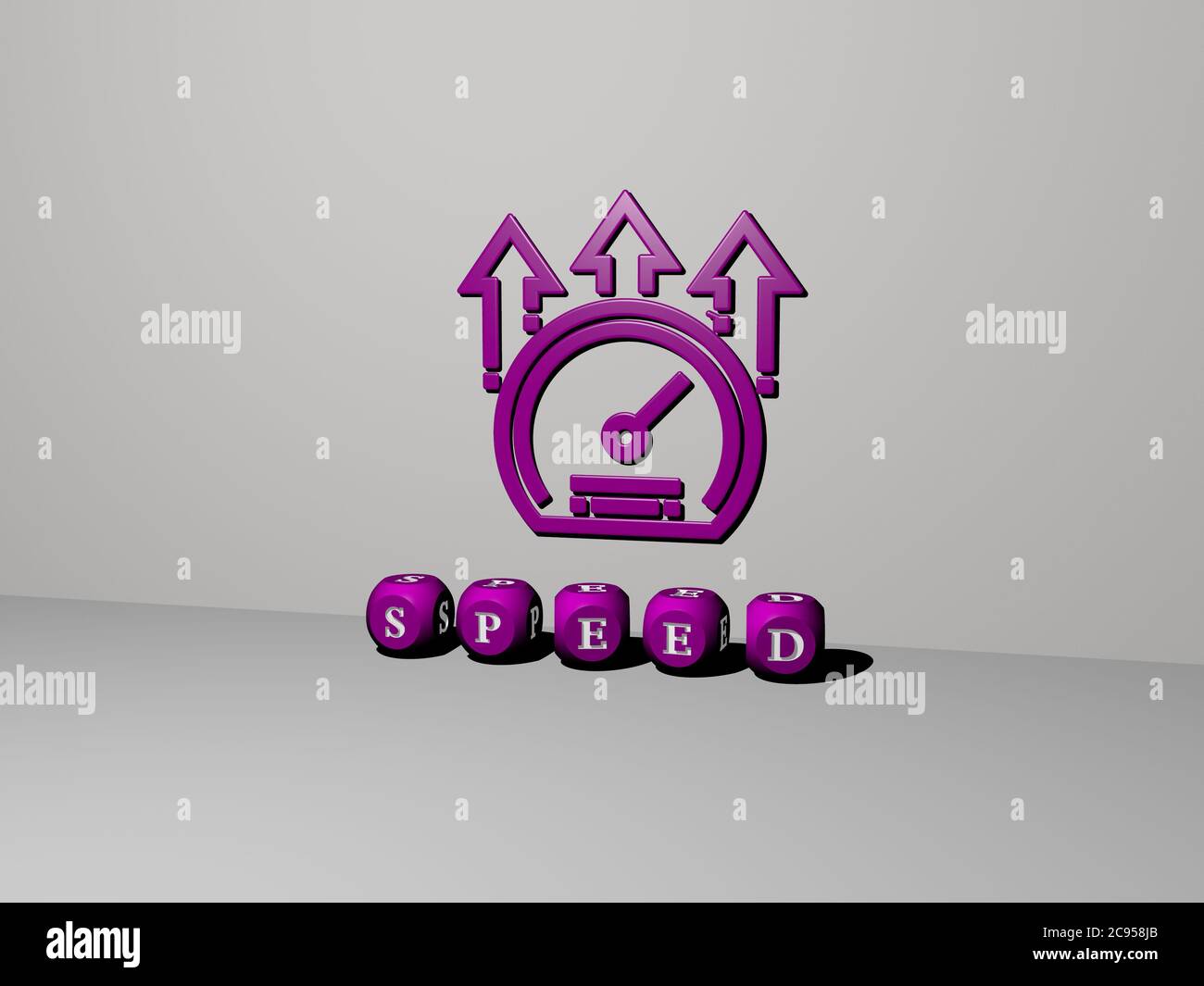 3D illustration of SPEED graphics and text made by metallic dice ...