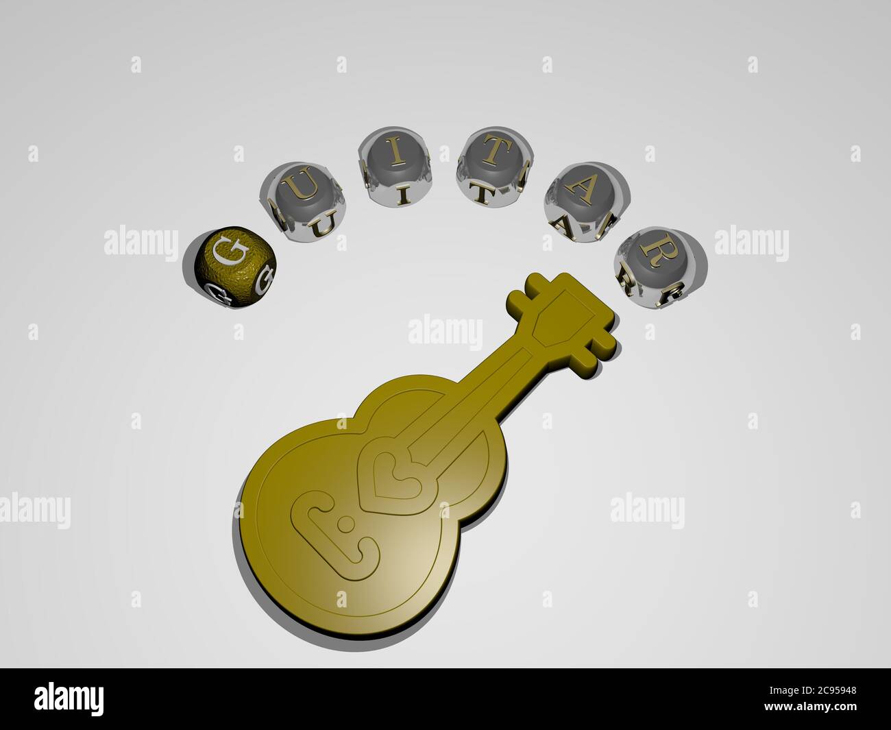 3D illustration of guitar graphics and text around the icon made by ...